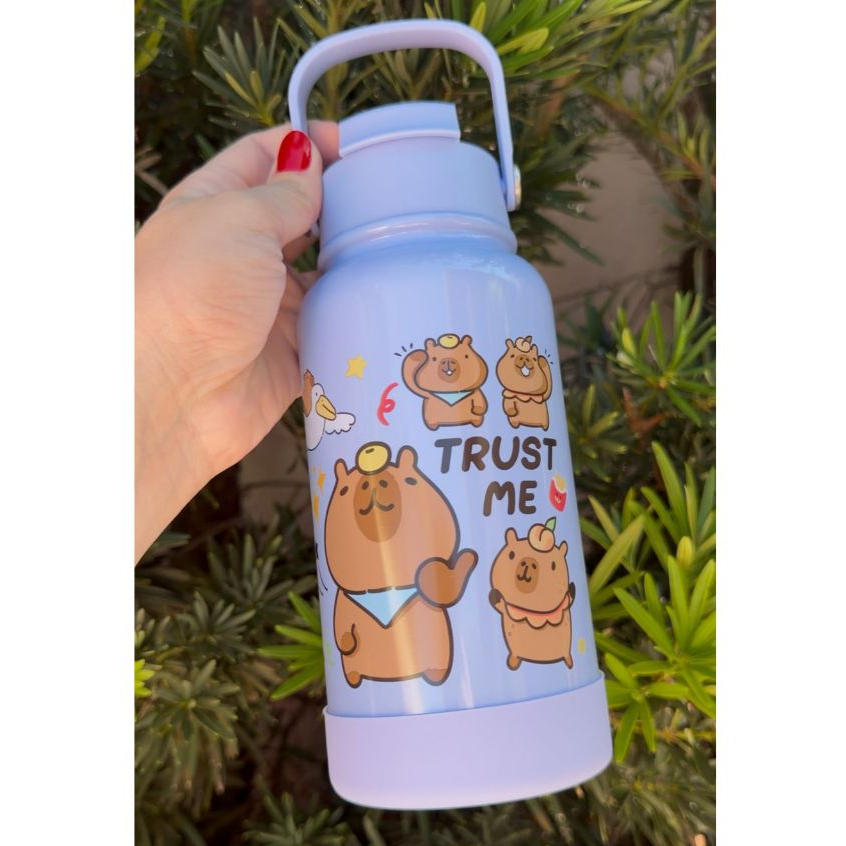 Garrafa Térmica Inox 800ml com Alça Capivara, Água Gelada por Horas ...