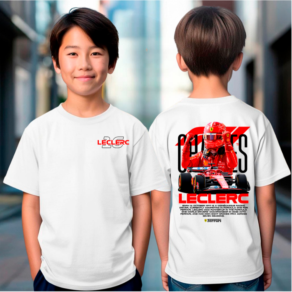 Camiseta Infantil F1 Leclerc Scuderia Ferrari | Shopee Brasil