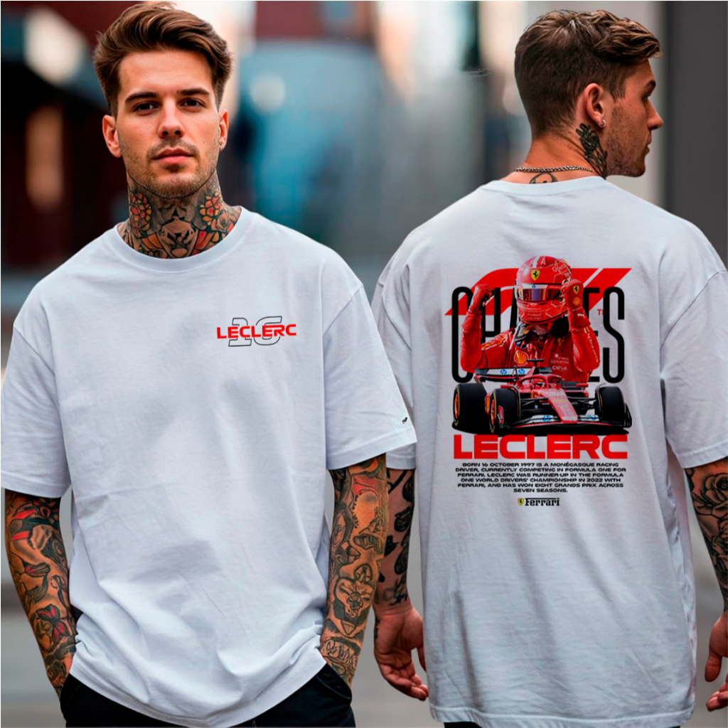 Camiseta Oversized F1 Leclerc Scuderia Ferrari | Shopee Brasil