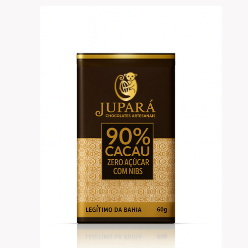 Barra de Chocolate Jupará Amargo 90% Cacau Diet, com Nibs, Sem Glúten ...