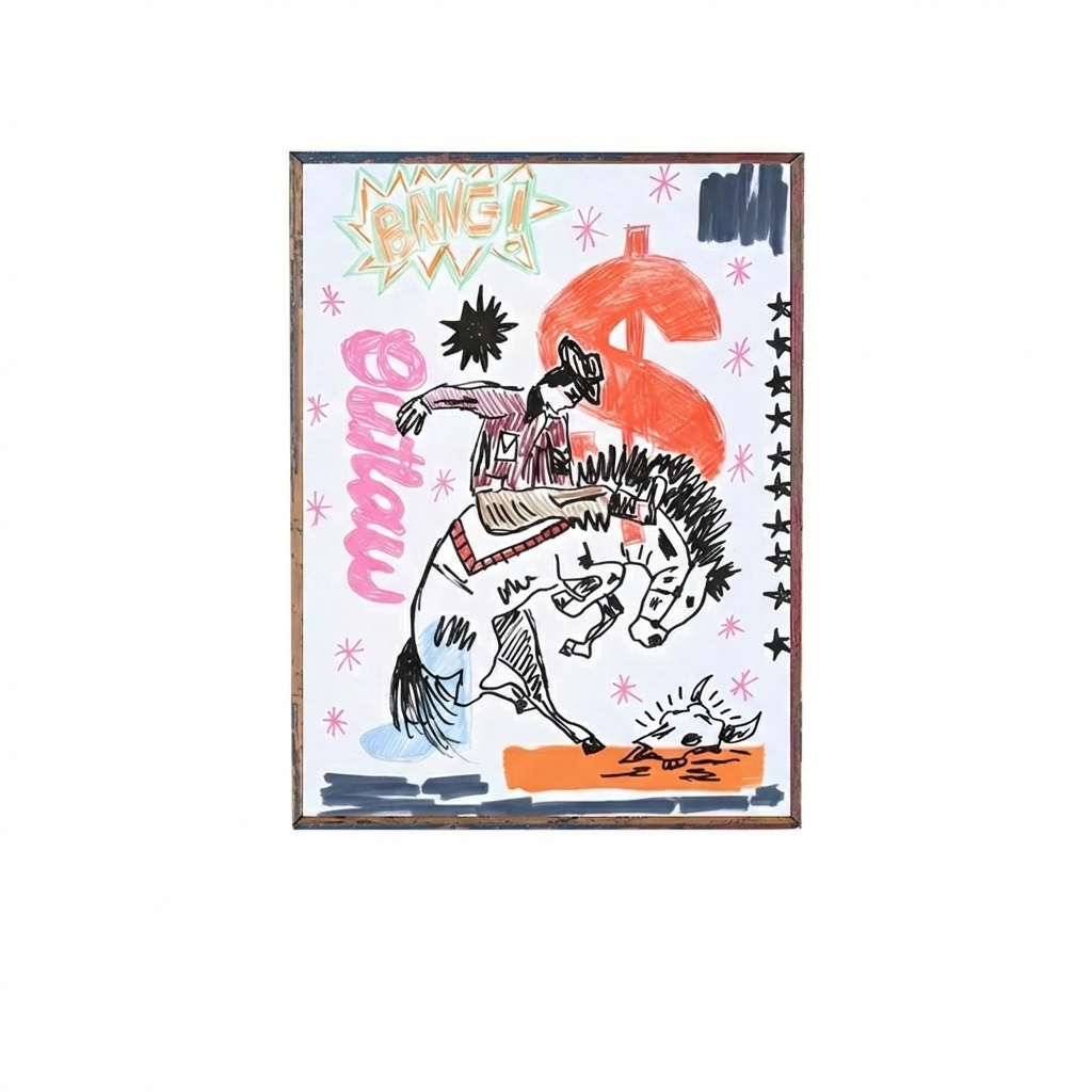 Quadros decorativos Western Pop Art "Outlaw" com Cifrão (1 peça ...