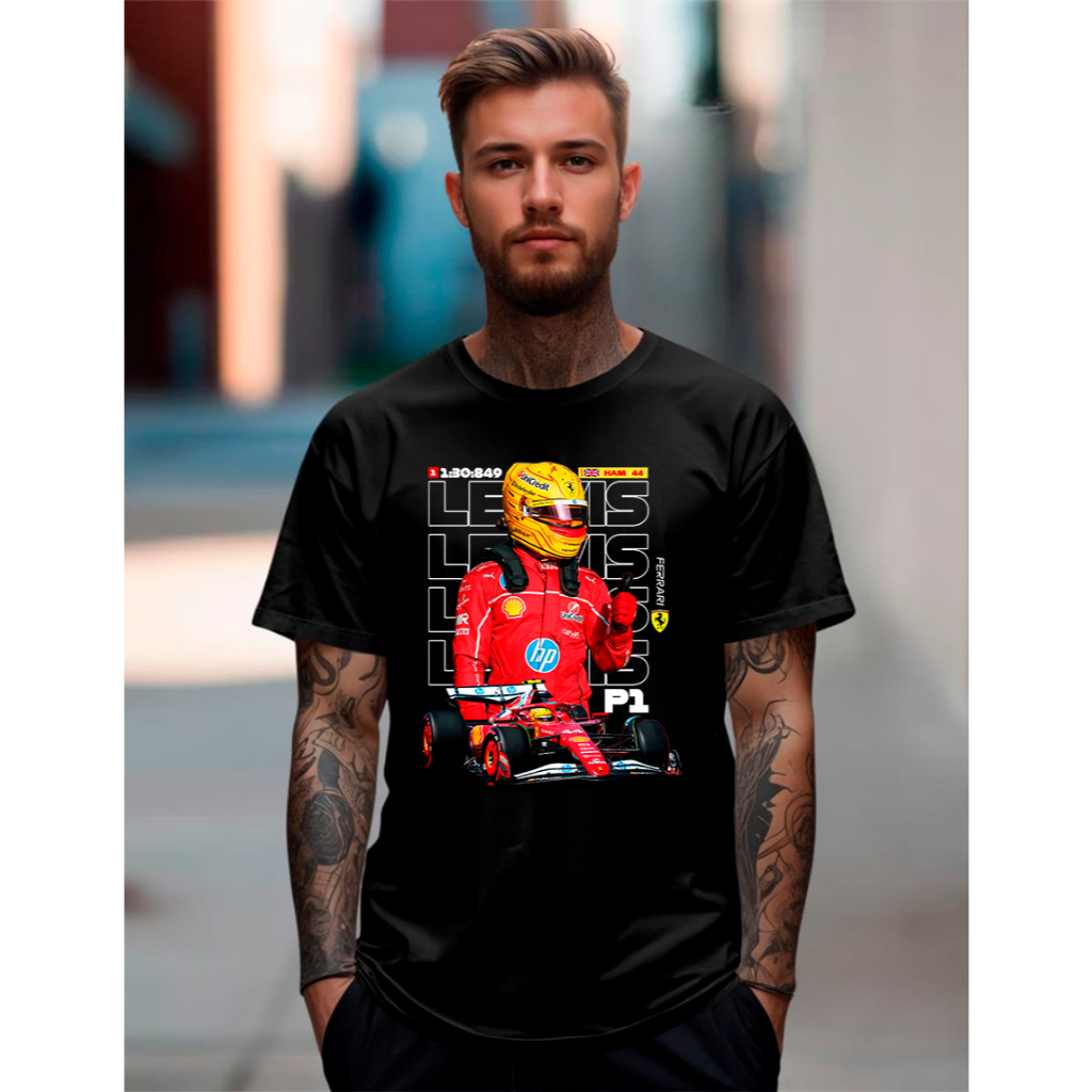 Camiseta Camisa F1 Lewis Hamilton Ferrari Scuderia | Shopee Brasil