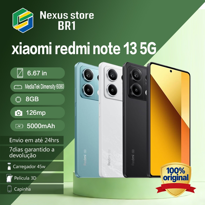 Xiaomi Redmi Note 13 5G 8 + 128GB/256GB Original - Câmera 108MP, Tela ...