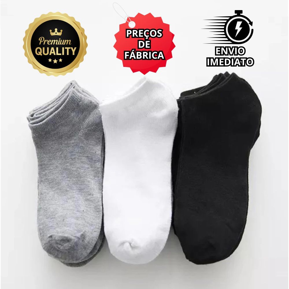 Kits 3, 6 e 9 Pares Meias Soquete Cano Curto Comfort Unissex Cores ...