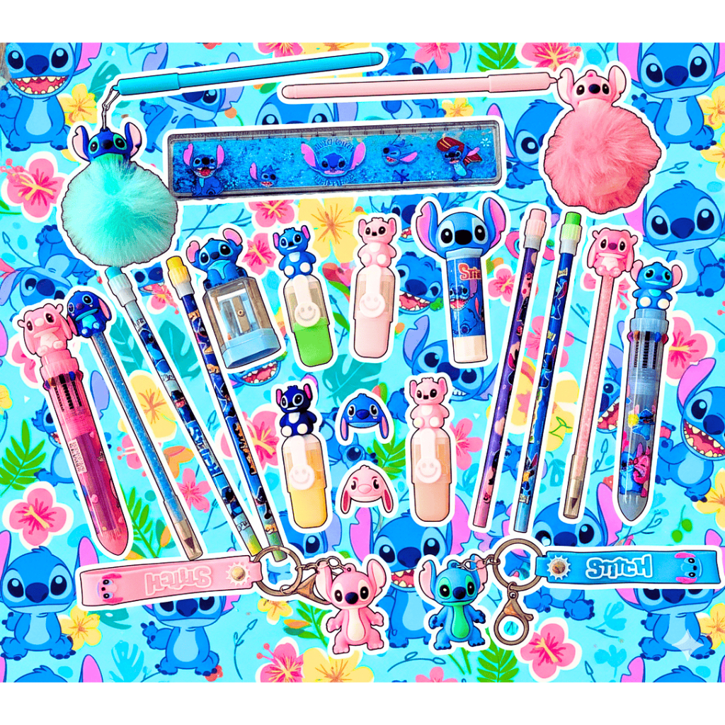 Kit Material Escolar Stitch Completo Disney Papelaria Fofa Caneta Cola ...