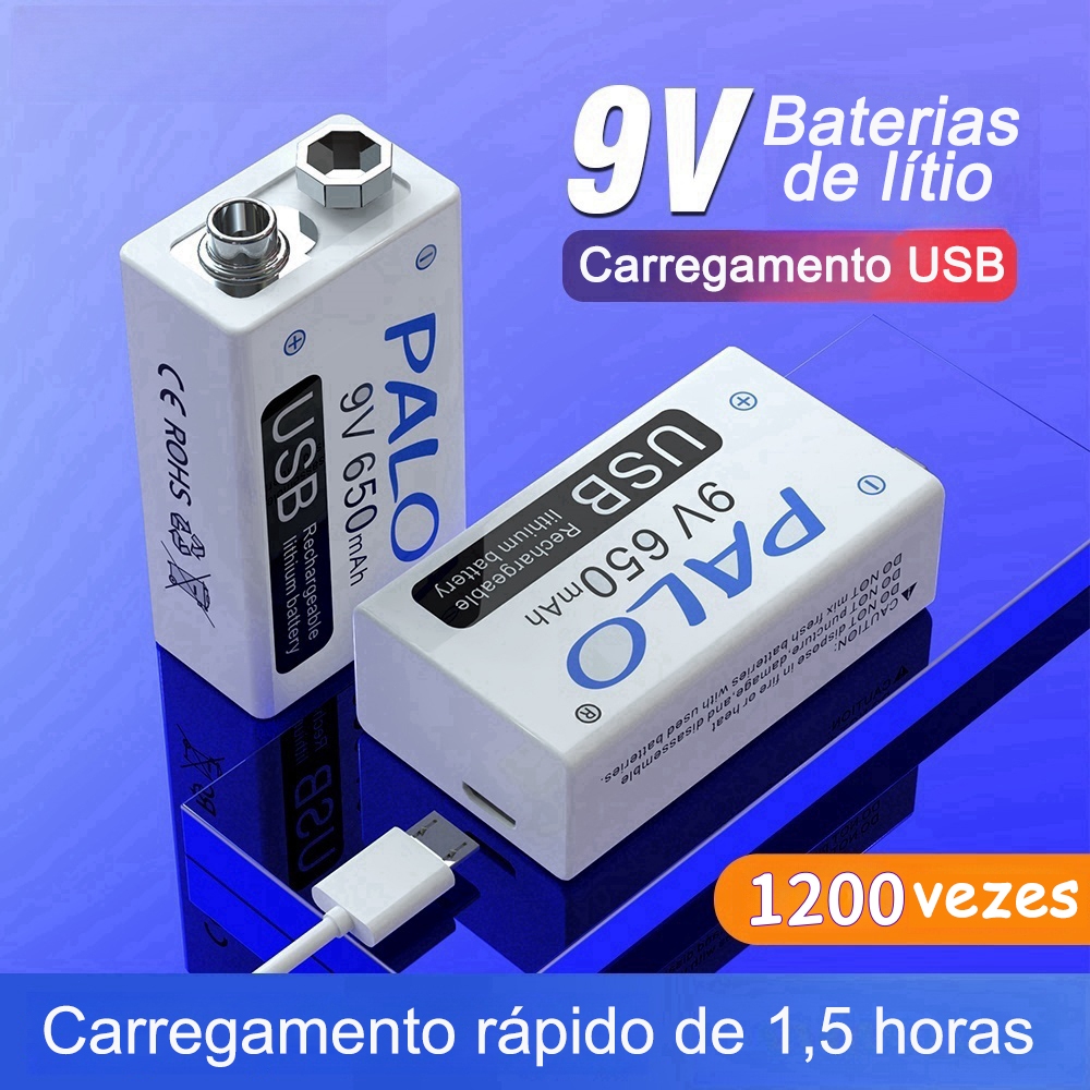 Bateria 9V Recarregável Usb em Oferta | Shopee 2026