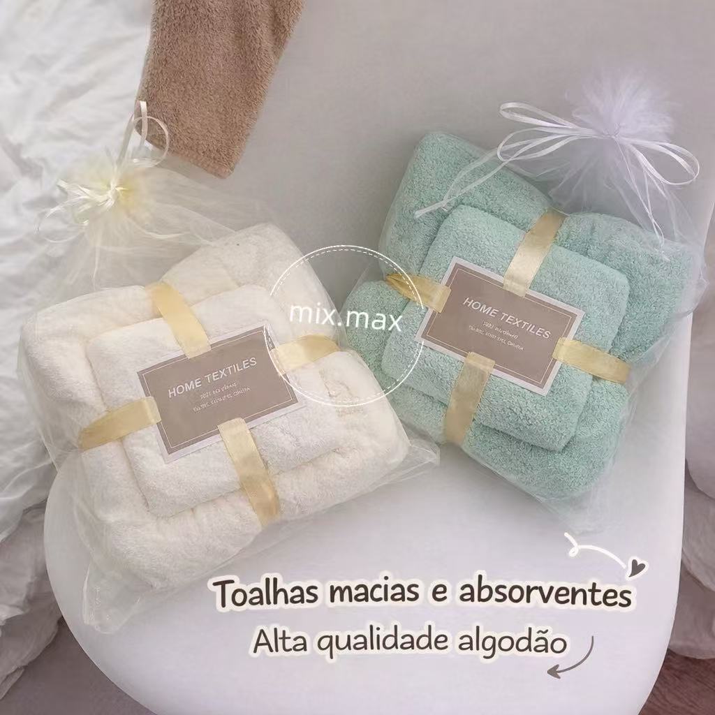 Conjunto De Toalhas De Banho 2 Em 1 Absorventes De Veludo Coral ...