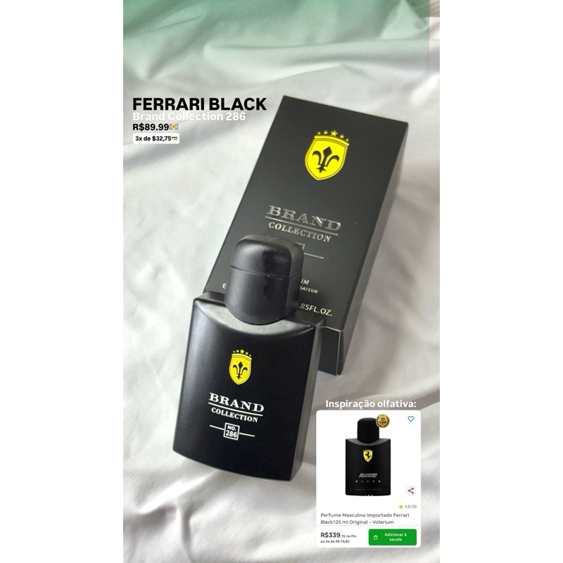 Perfume Masculino Brand Collection 286 Inspirado Ferrari Black 25ml ...