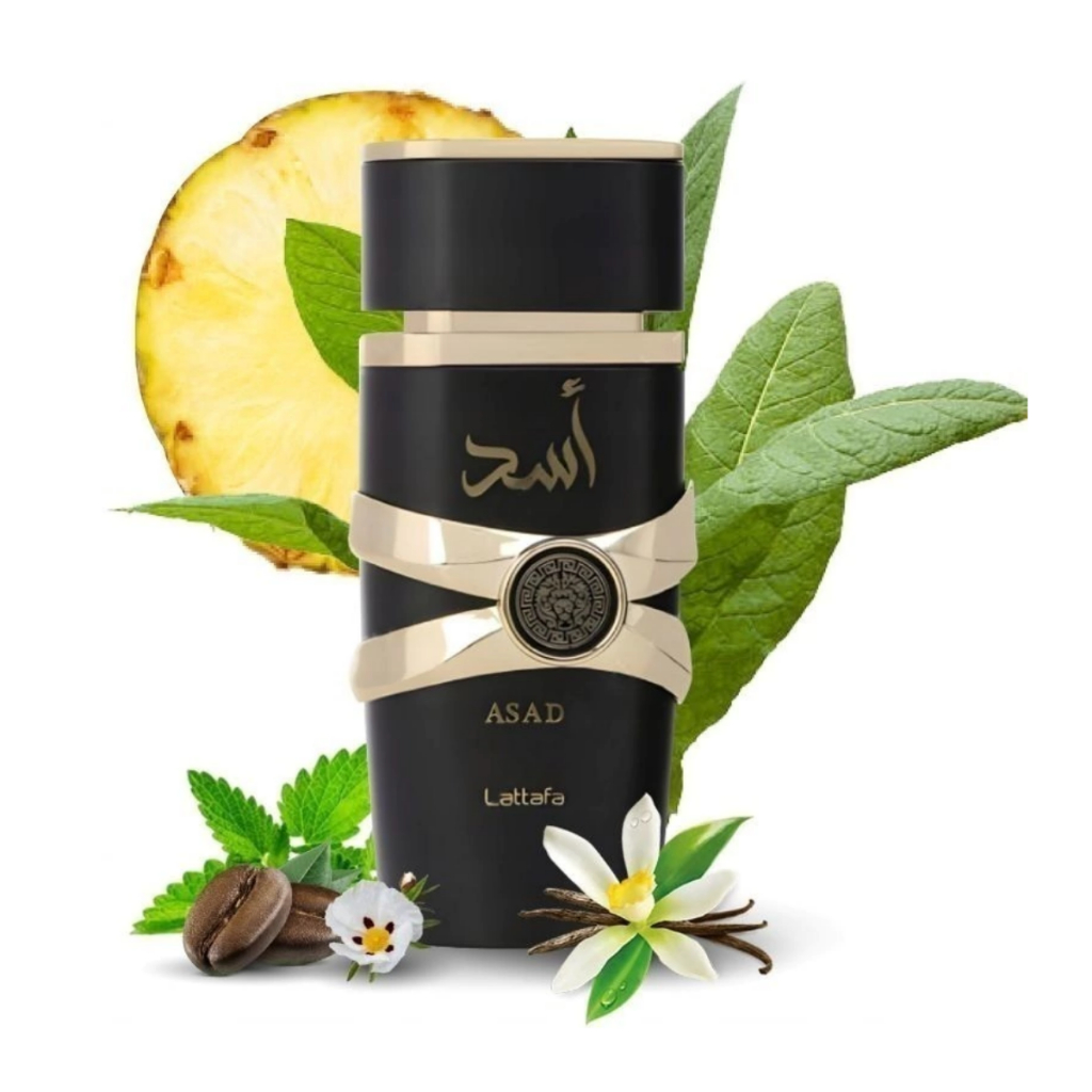 Perfume Árabe Mini Asad Black Masculino 50ml Amadeirado Fixação ...