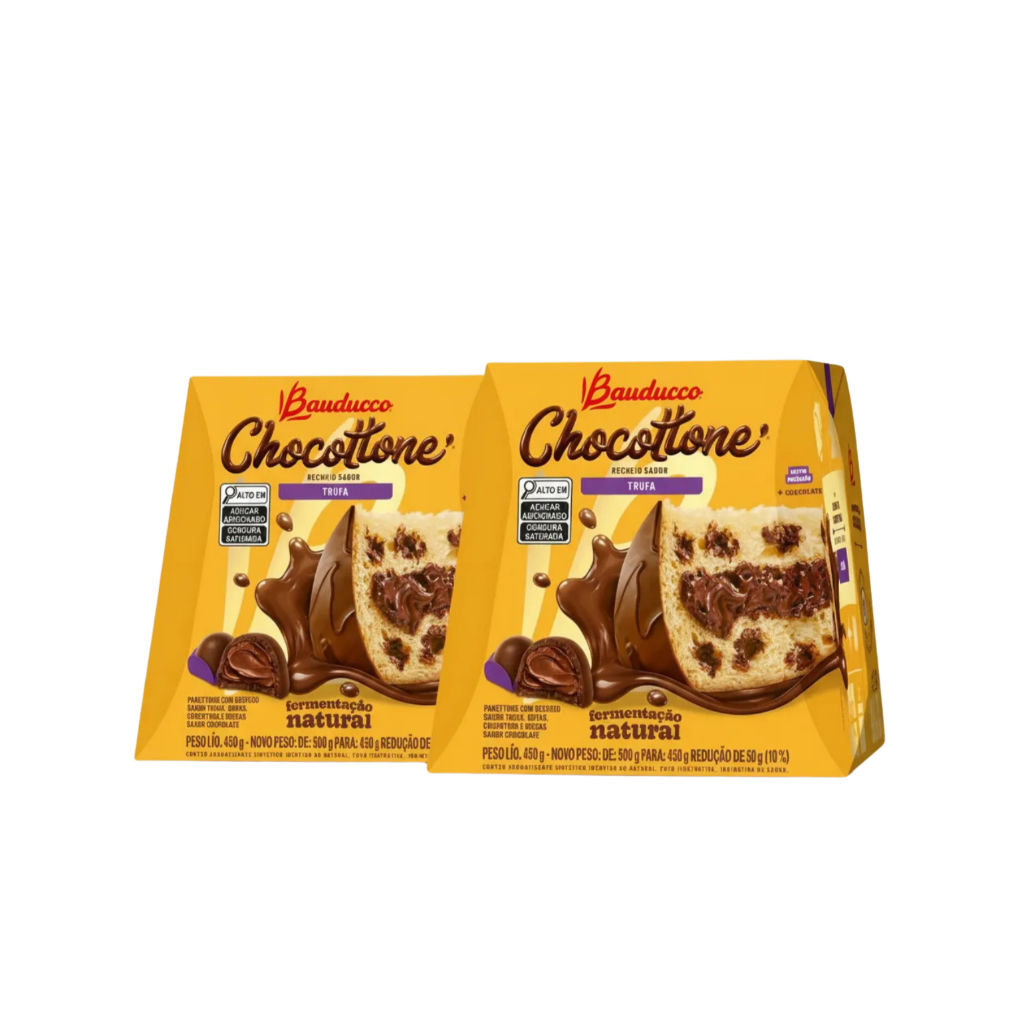 Pack 2 Chocotone Maxi Recheio Trufa E Gotas Bauducco 450g Trufa ...