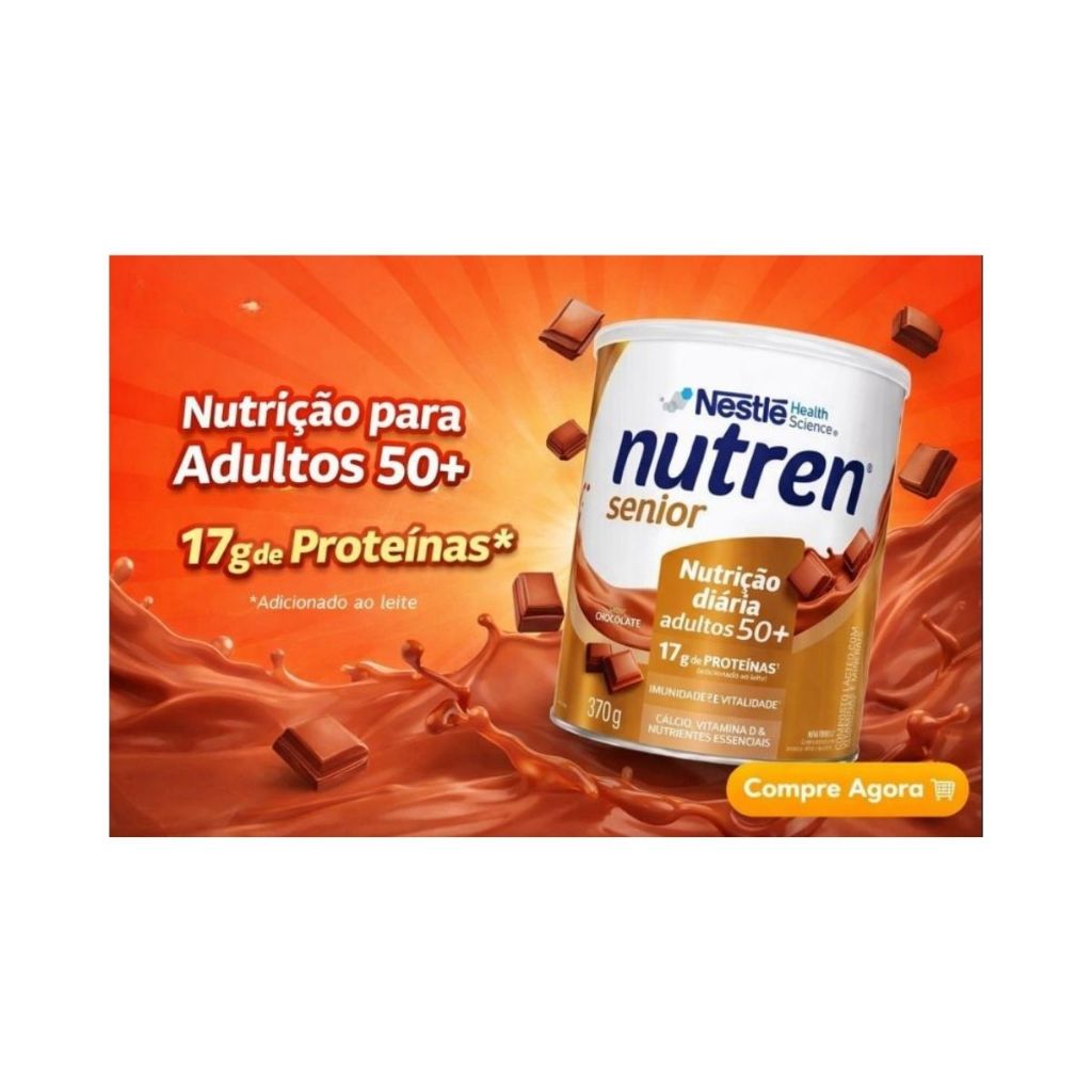 Nutren Senior Chocolate 370g Nutrição Completa Adultos 50+ 17g Proteína ...