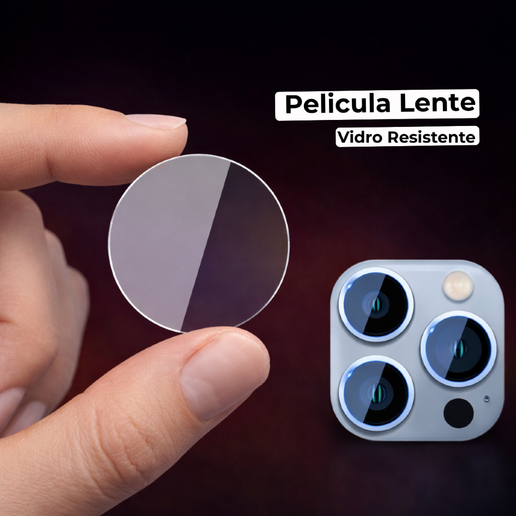 Película Lente Câmera em Vidro para iPhone 7 ao 17 Pro Max Proteção ...