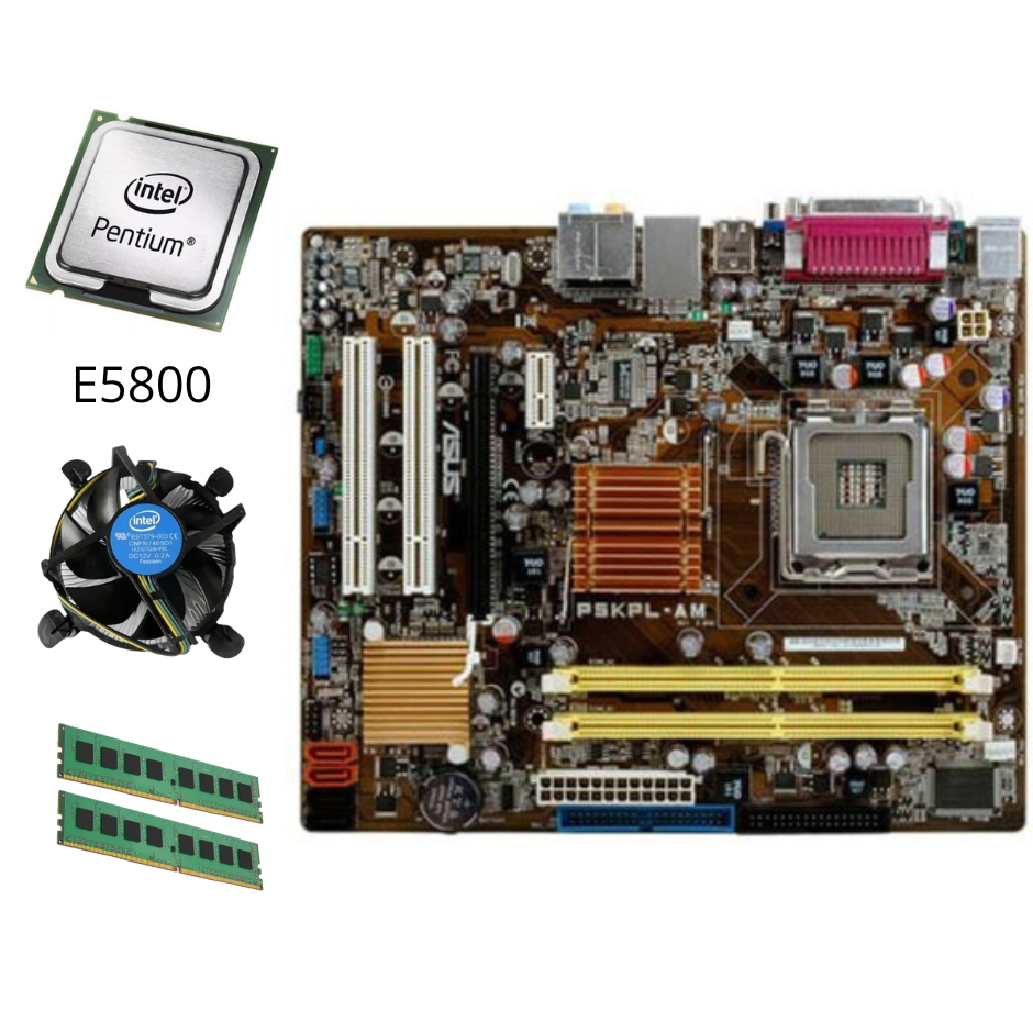 Kit Placa Mãe Asus P5KPL-AM Pentium E5800 4gb Ram Ddr2 Cooler Espelho ...