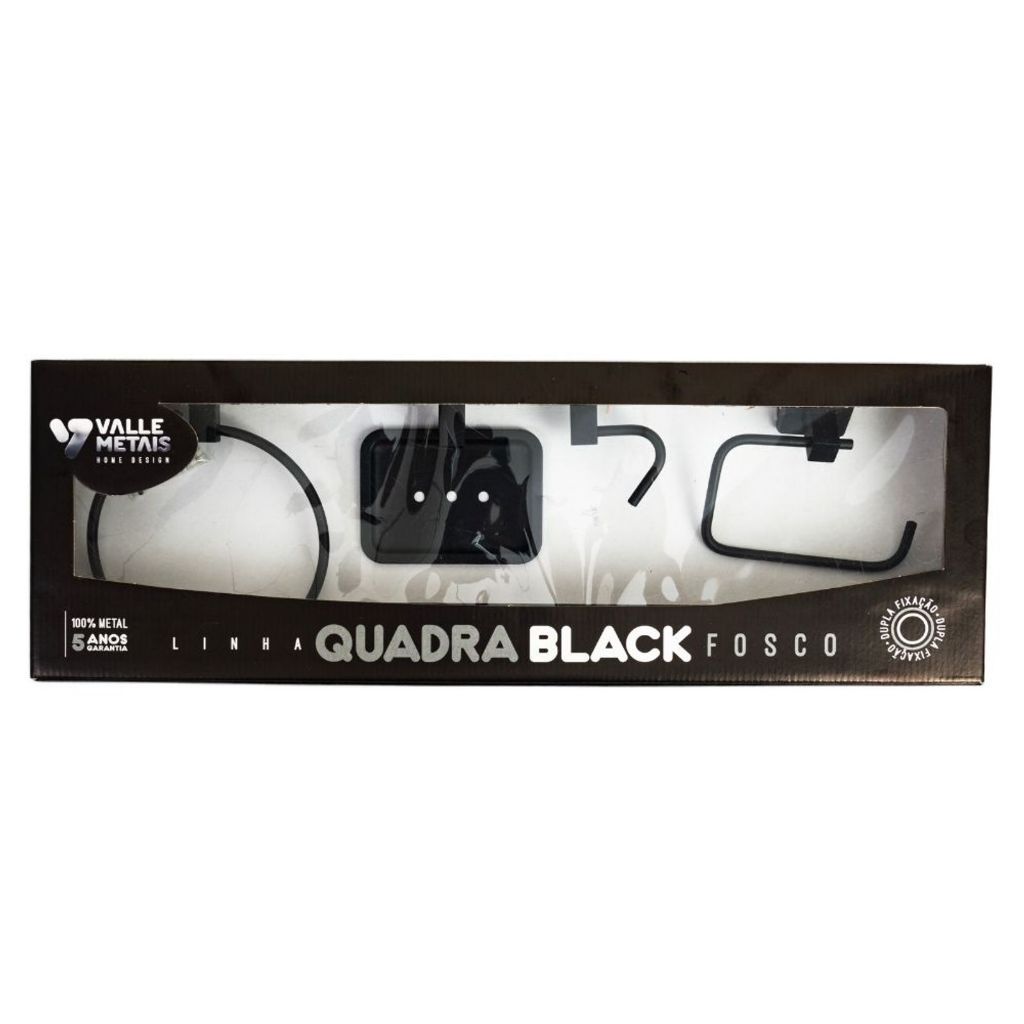 Kit Banheiro 5 Peças Quadra Black Valle Metais | Shopee Brasil
