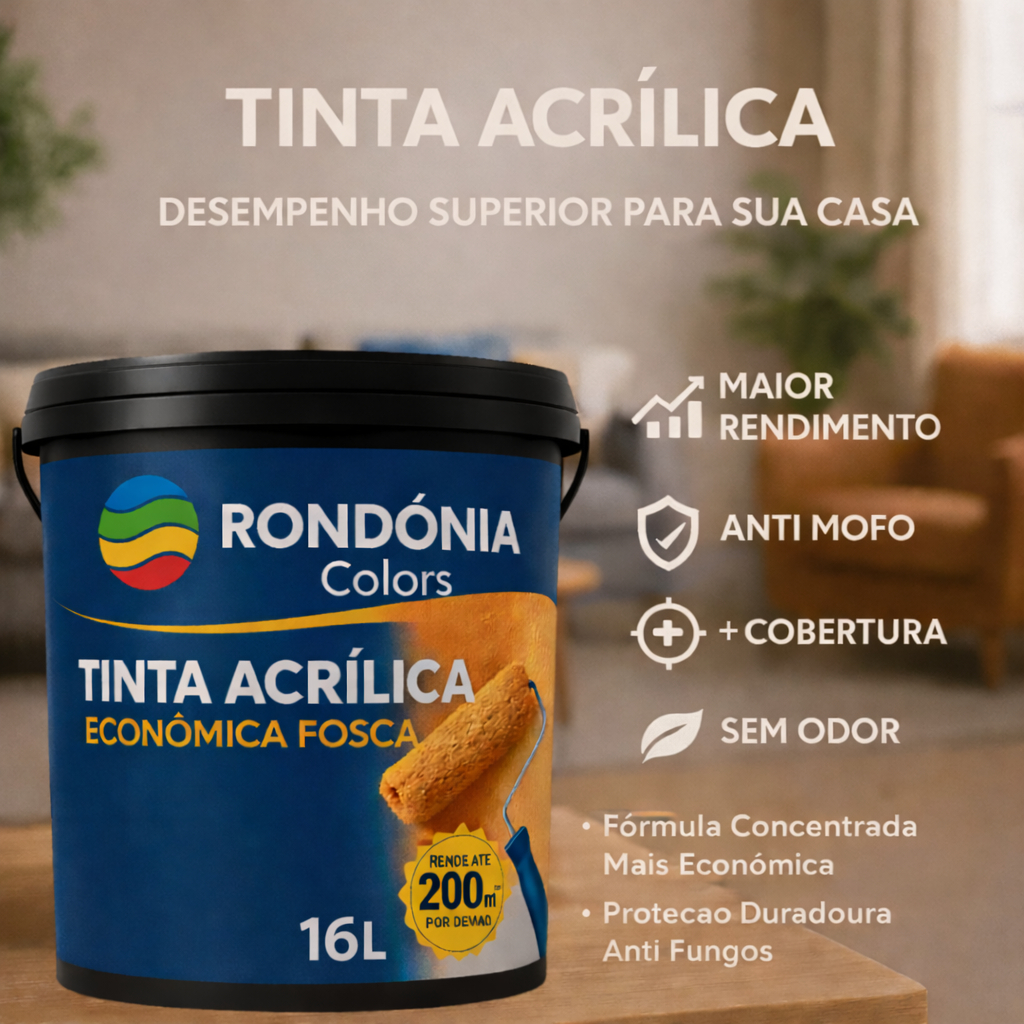 Tinta Acrílica Fosca 16L Antimofo Sem Odor Ideal para Paredes em ...