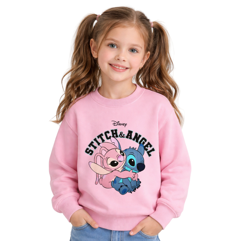 Moletom Infantil Rosa Bebê Stitch Blusa Moletom Lilo e Stitch, Angel e ...