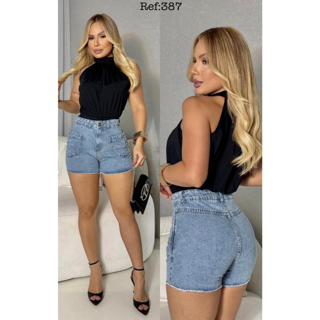 Short Jolic Jeans (modelos bordados e com brilho) | Shopee Brasil