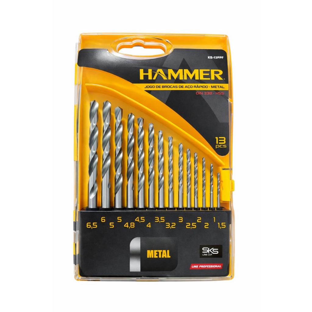 Jogo Brocas Aço Rápido 13 Peças Hammer Metal Parafusadeira | Shopee Brasil