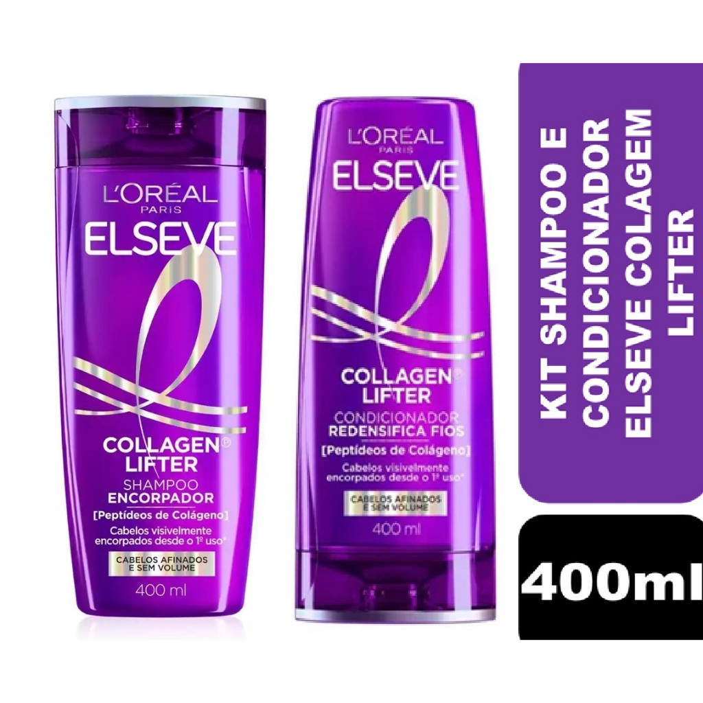 Kit Elseve Collagen Lifter Shampoo Encorpador 400ml + Condicionador ...