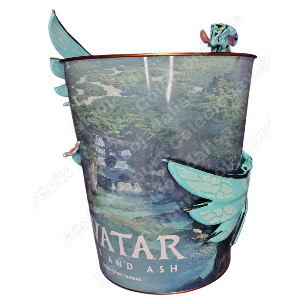 Balde de Pipoca Metal Banshee Avatar 3 Fogo e Cinzas Cromado Cinemark ...