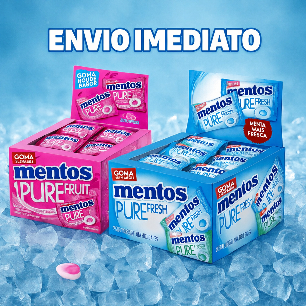 Kit 2 Caixas Chiclete Mentos Refrescante Pure Fresh Menta e Tutti ...