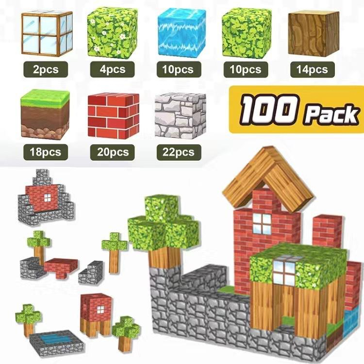 Cubos Magnéticos Minecraft | Floresta Selvagem 100 PCS | Shopee Brasil