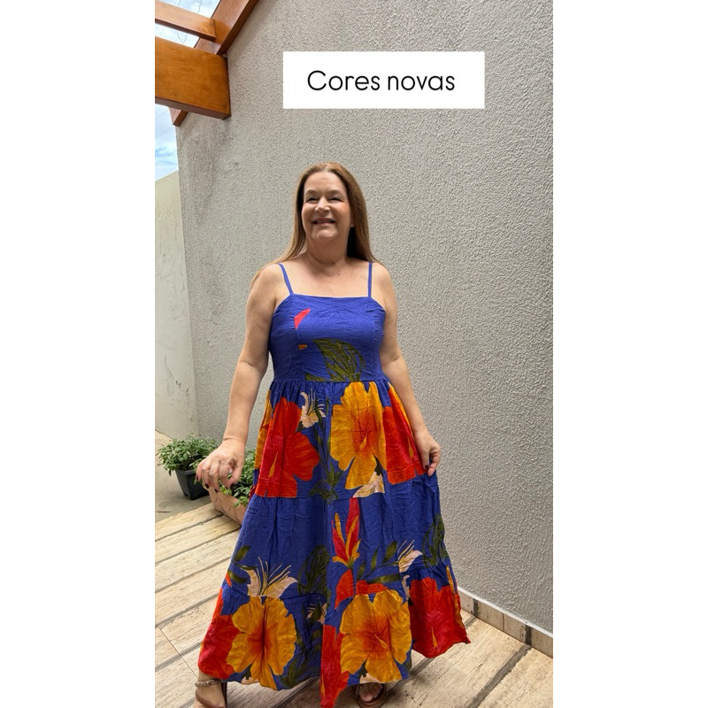 Vestido Viscolinho 3 marias forrado Feminino • Alça Regulável-forrado ...