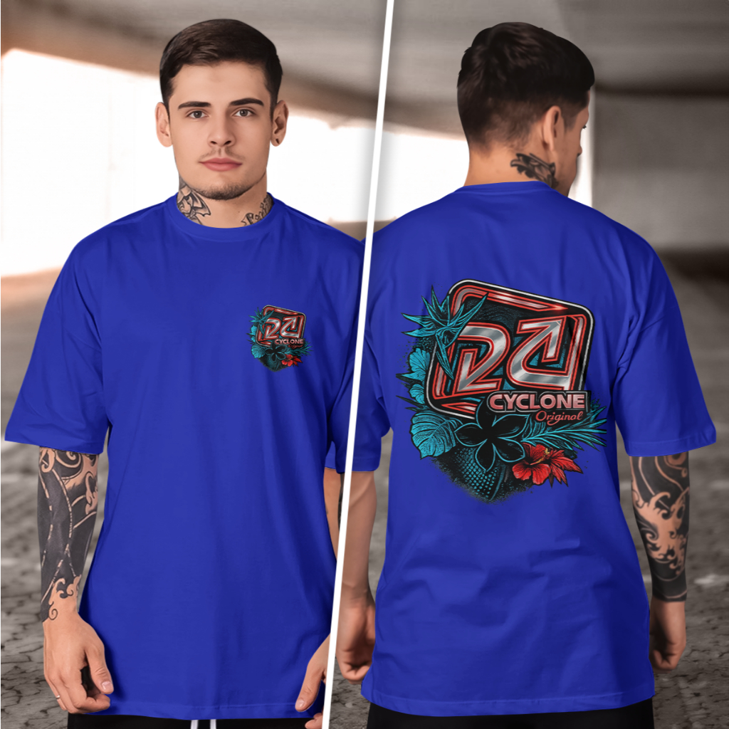 Camiseta Cyclone floral azul 100% Algodão Premium moda 2026 | Shopee Brasil