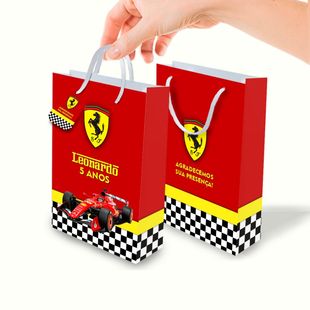 Kit Lembrancinha Sacola + Raquete + Quebra Cabeça Personalizado Ferrari ...