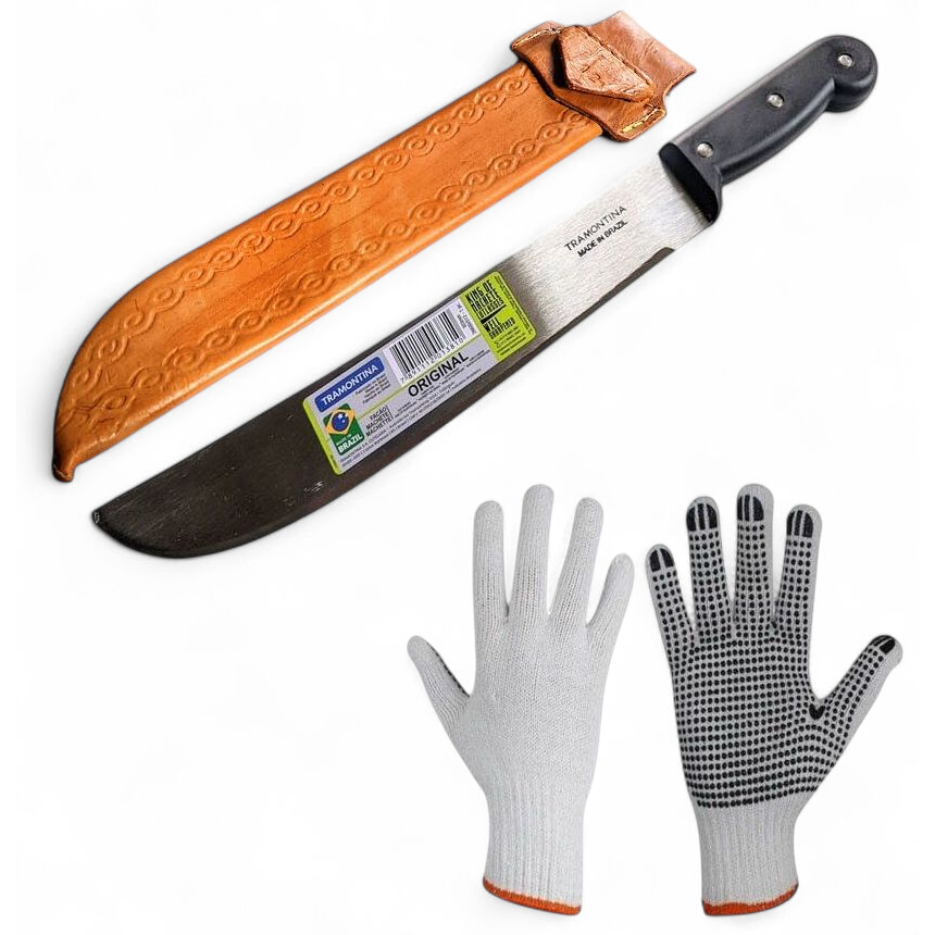 Kit jardinagem poda Facão Tramontina 12 Pol Machadinha +Bainha em couro ...