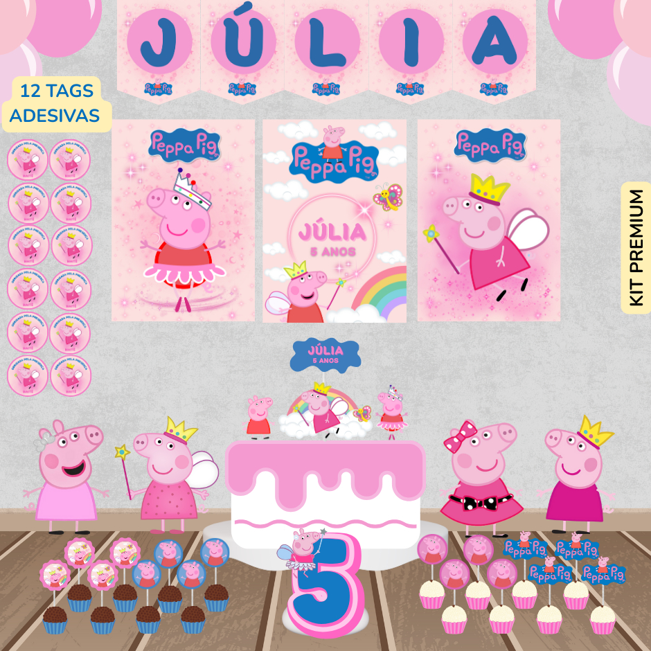 Kit Festa Tema Peppa Pig Personalizado | Só um Bolinho | Mesversário ...