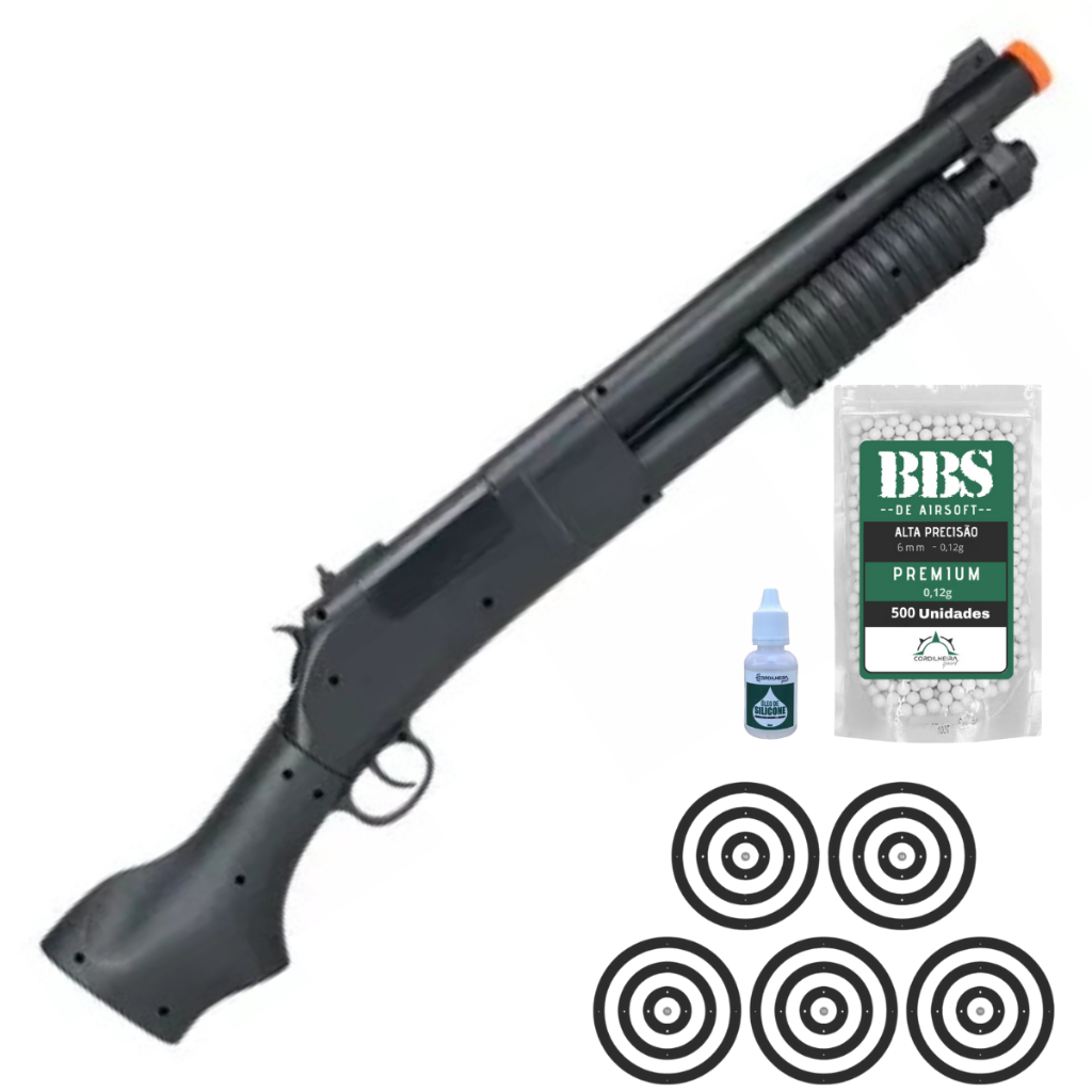 Rifle de Airsoft Shotgun Vg Pump Short Mola 6mm - Escolha seu kit ...