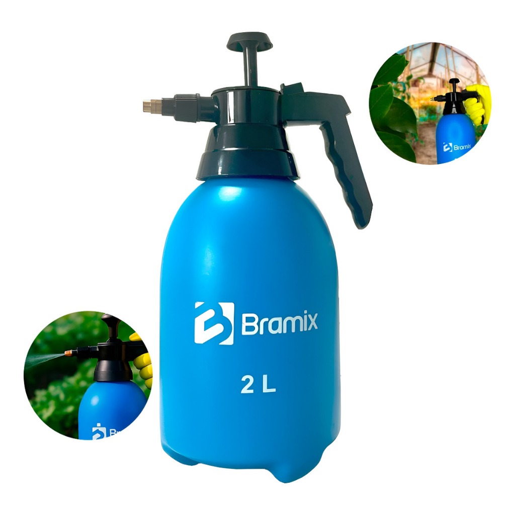 Pulverizador Manual De Pressão Borrifador Bico Jato Ajustavel 2l Bramix ...