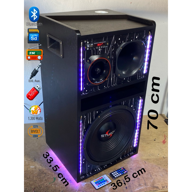 Caixa Bob Residencial Trio com Iluminação Controlada| 12 Polegadas ...