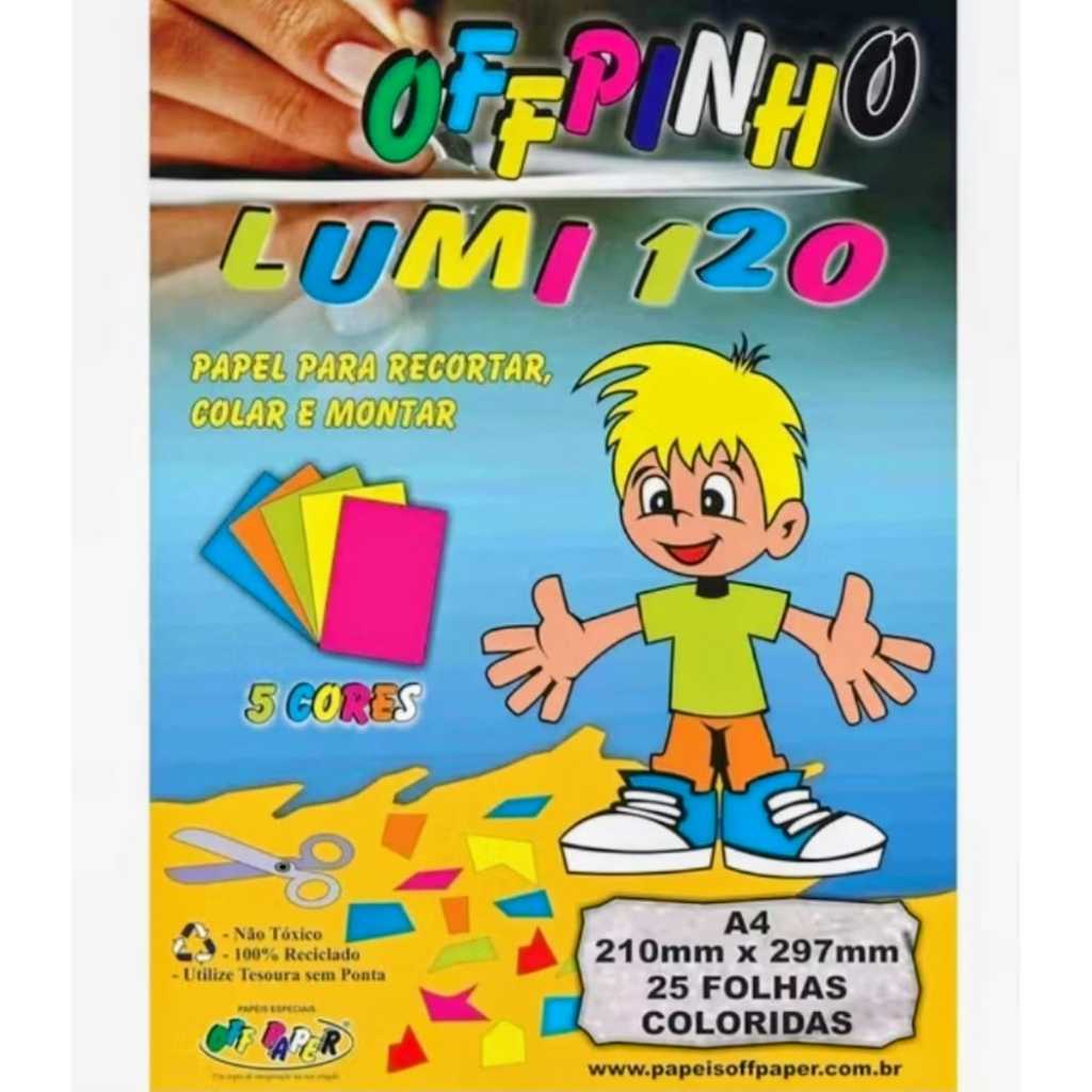 Off Pinho Lumi 120g A4 com 25 folhas 210mm x 297mm | Shopee Brasil