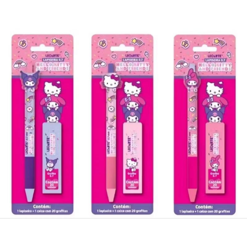 10575 - Lapiseiras Hello Kitty e sua turma+ Tubo grafite Kuromi e My ...