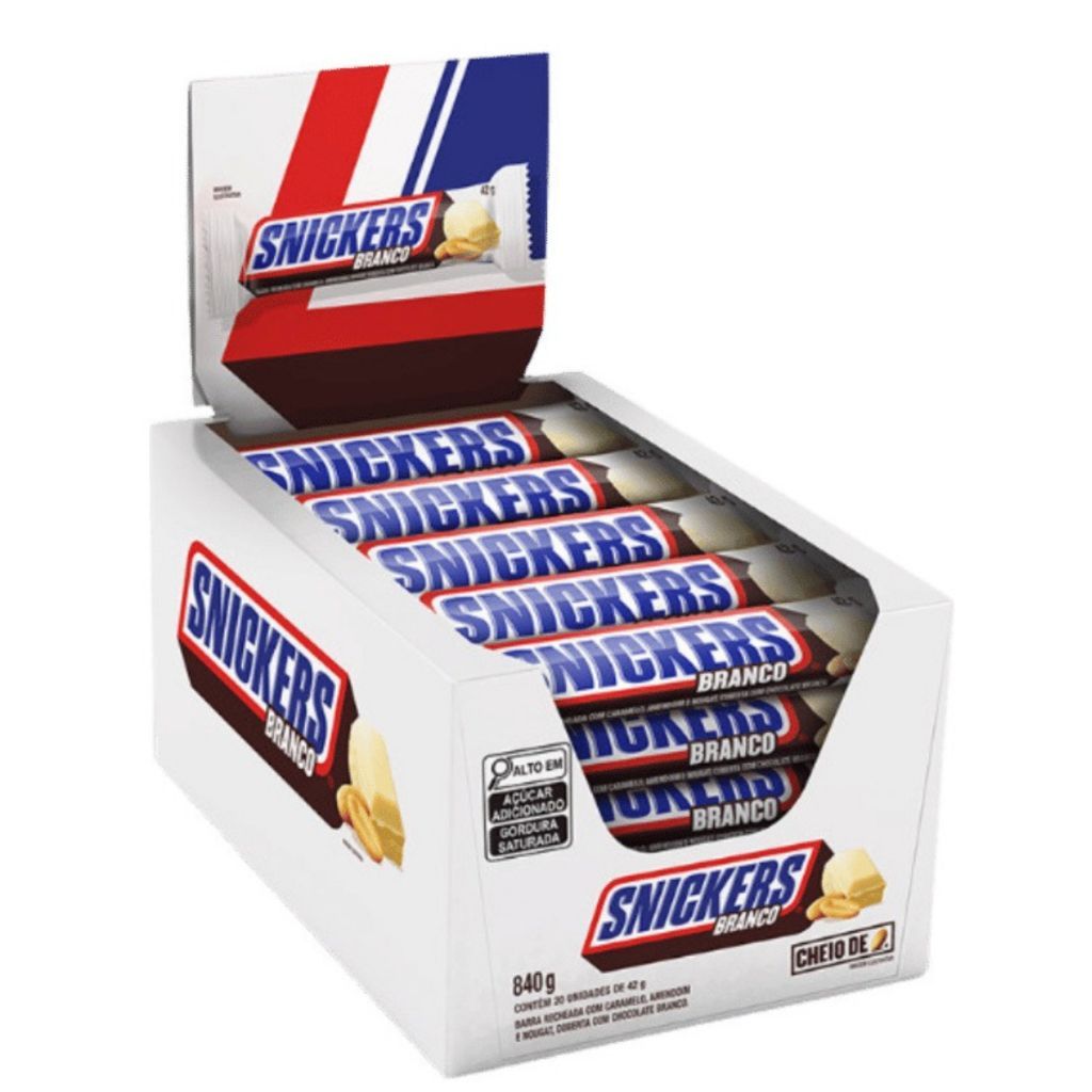 Caixa de Chocolate Snickers 20un de 45g (900g) | Shopee Brasil