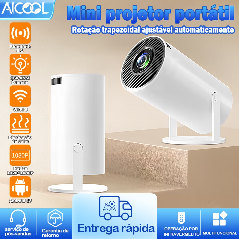 AICOOL Projetor HY300 Portátil 4K HD 150 Polegadas Celular, Tv B0x ...