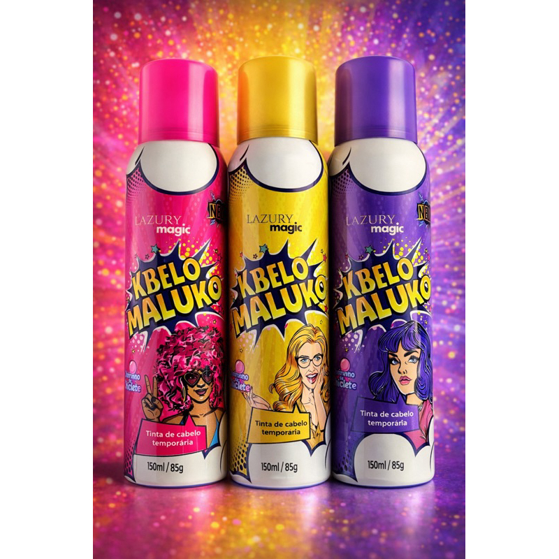 Spray Colorido Kbelo Maluko Lazury Magic – Tinta Temporária para Cabelo ...