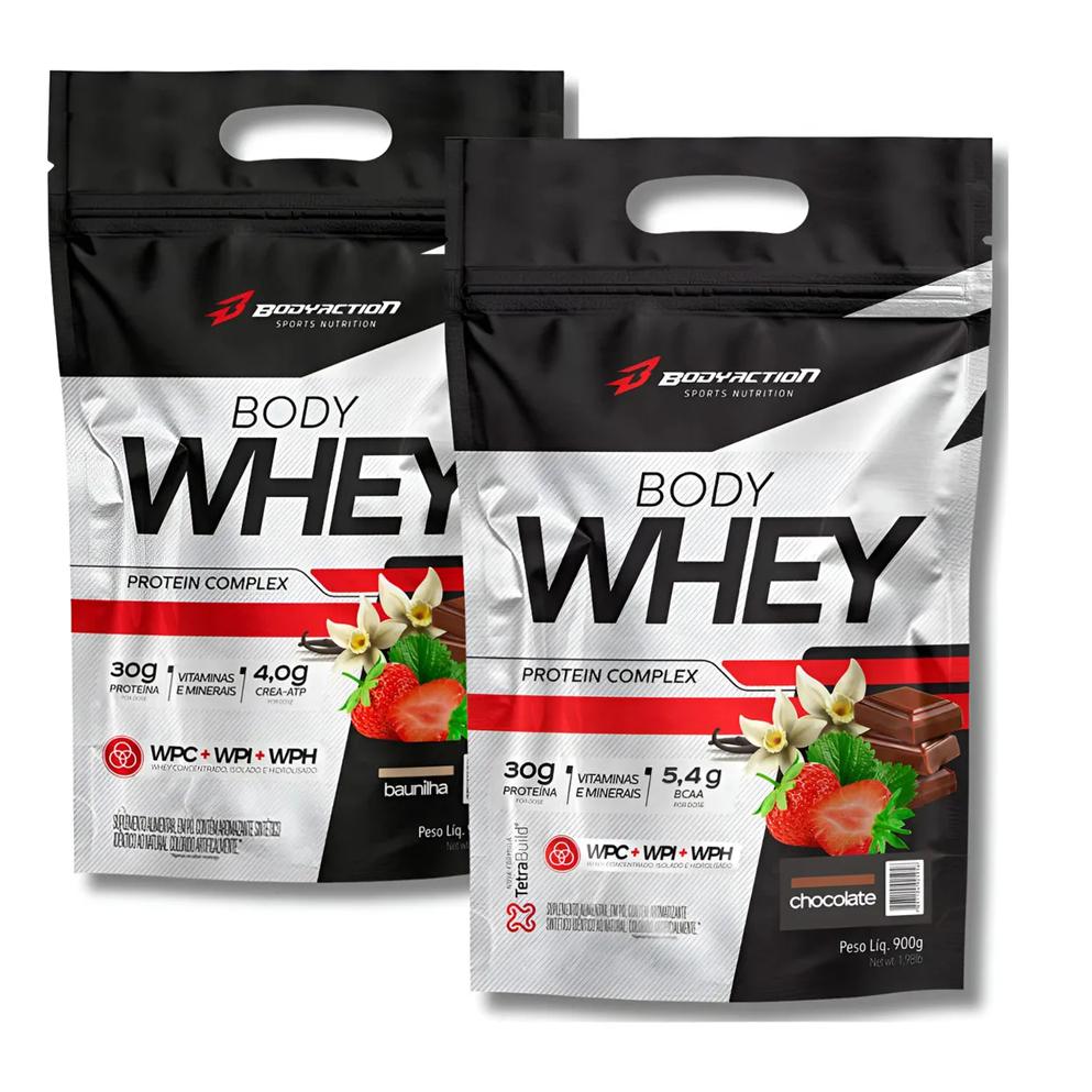 Kit 2x Body Whey Protein 900g Cada Body Action | Shopee Brasil
