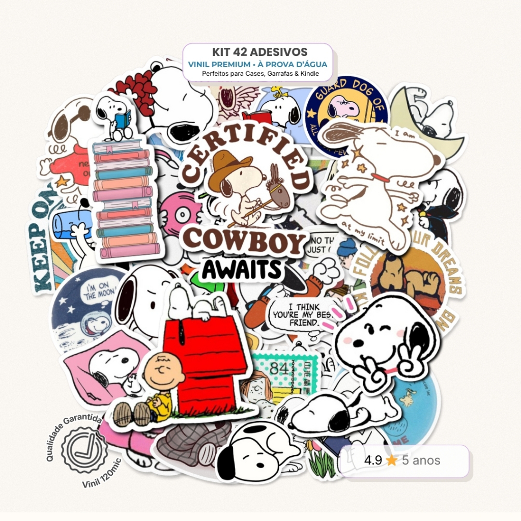 Kit 42 Adesivos Snoopy - Vinil Stickers Papelaria Criativa Peanuts ...