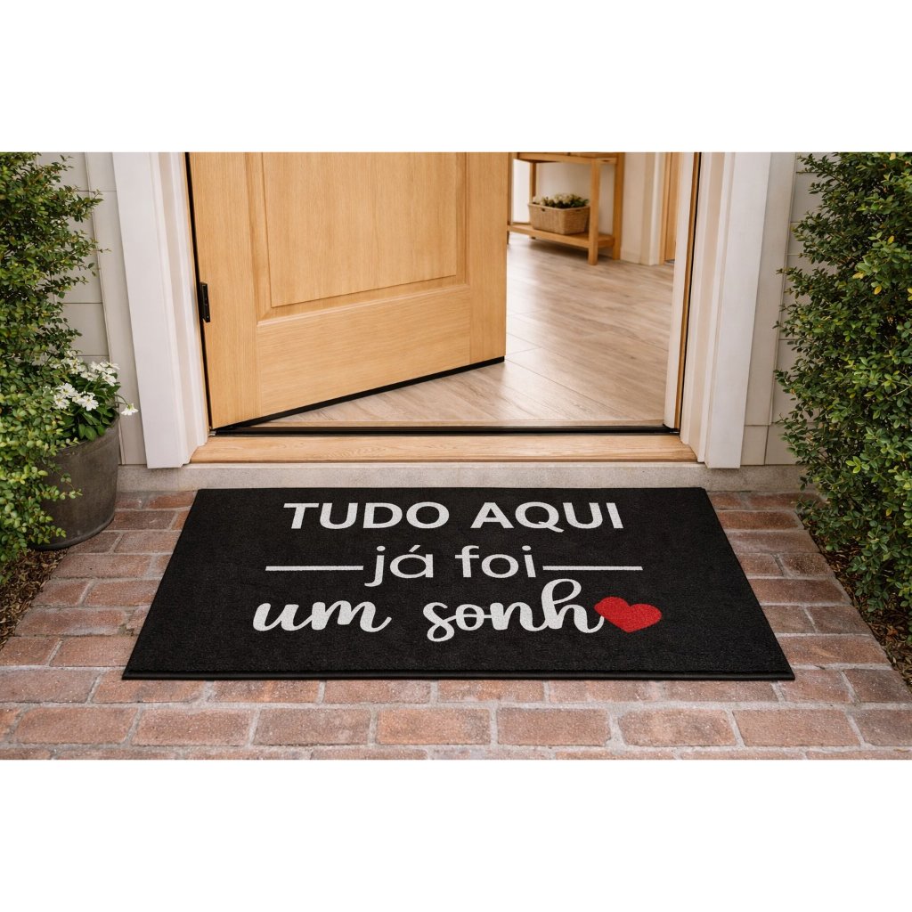 TAPETE ENTRADA TUDO AQUI JA FOI UM SONHO 40 X 60CM LAVÁVEL DECORAÇÃO ...
