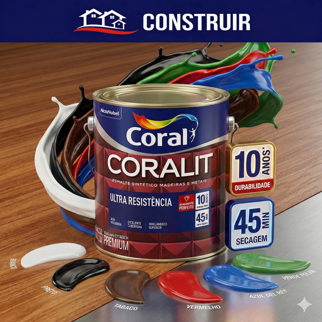 Tinta Esmalte Coral Coralit Ultra Resistência Solvente Madeiras e ...