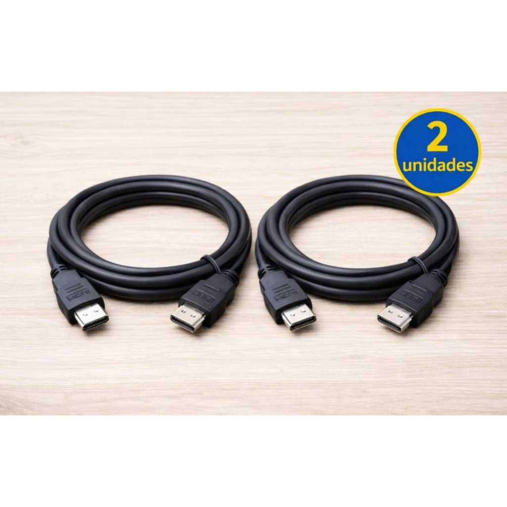 Kit 2 Cabos HDMI Alta Definição 4K Full HD TV Monitor Projetor Video ...
