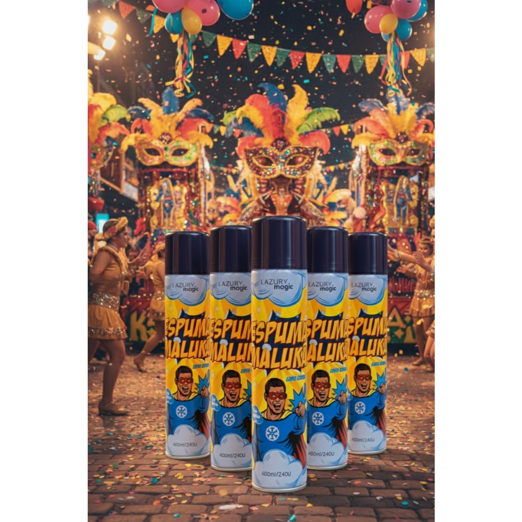 5 Espuminhas de Carnaval Neve Artificial Festa 400ml Bloquinho Espuma ...