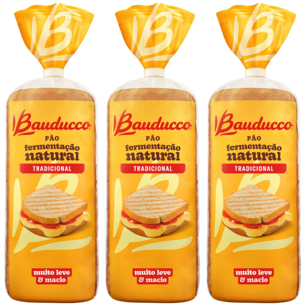 Kit 3 pacotes Pão de Forma Tradicional Bauducco Fermentação Natural ...