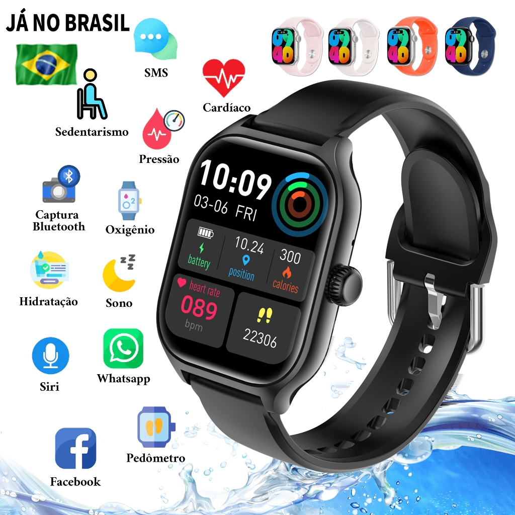 Smartwatch L60 Relógio Inteligente Versão atualizada Super Amoled Nfc ...