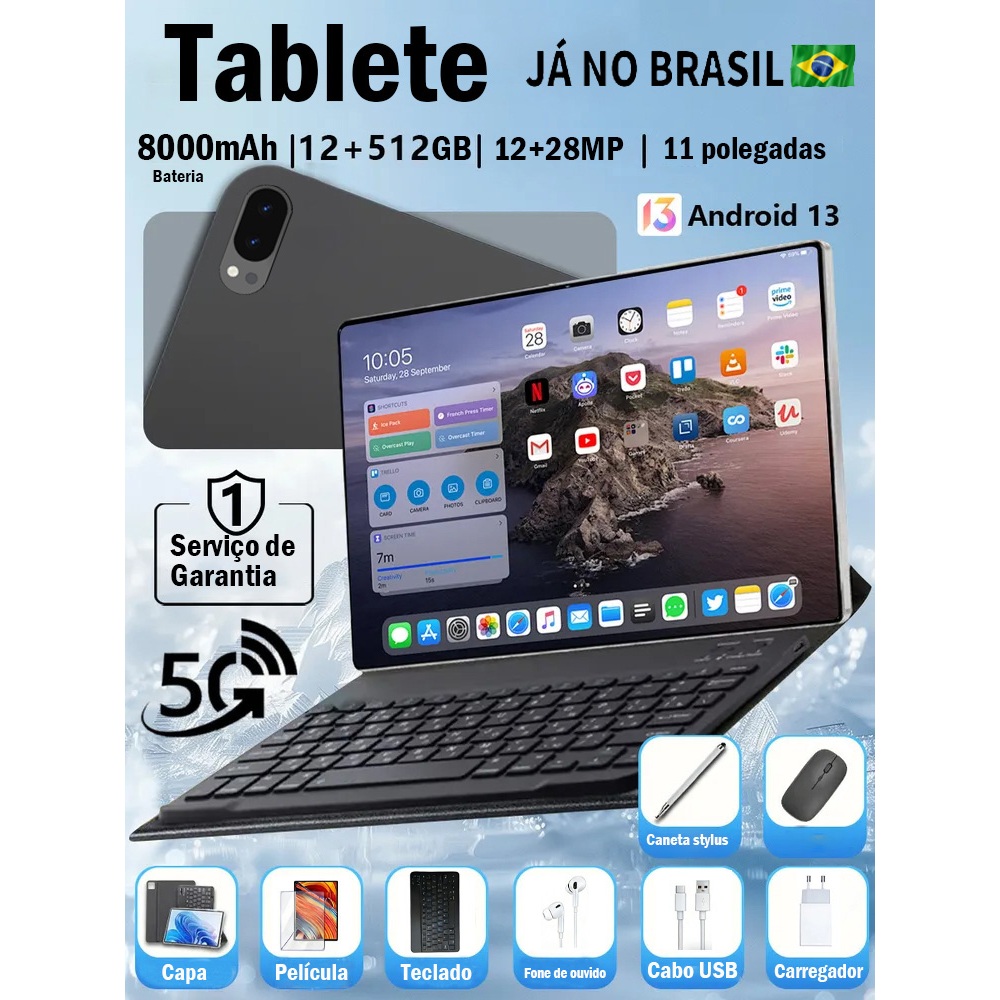 Tablet Bml B30 Tela 11Polegadas Tela com 5G WiFi 512/12GB RAM SIM Card ...