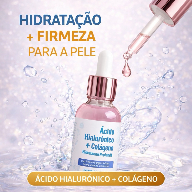 Serum ou Creme de Ácido Hialurônico com Colágeno Anti Idade ...