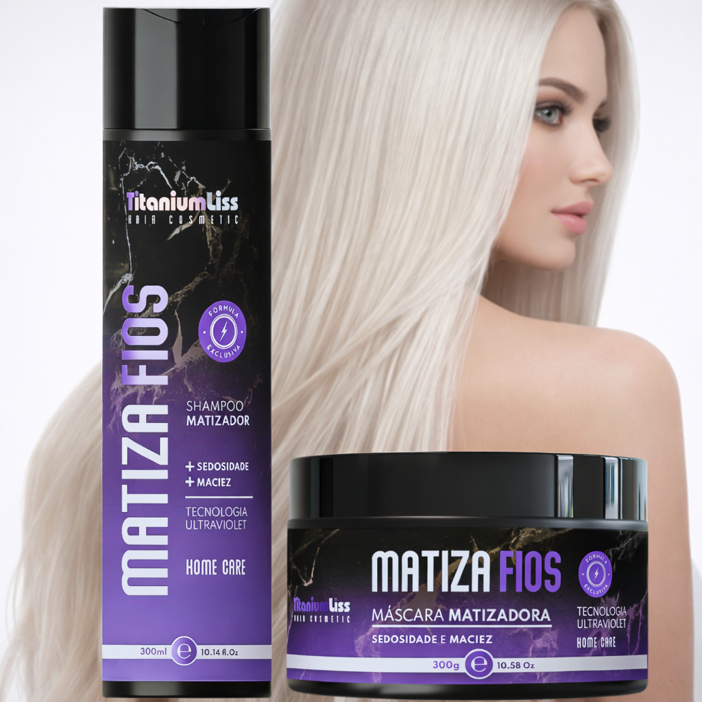 Kit Matiza Fios Titanium Liss Shampoo + Máscara Matizadora Profissional ...